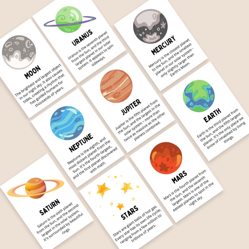 Planet Flashcards, Classroom Print, Educational Print, Montessori ...
