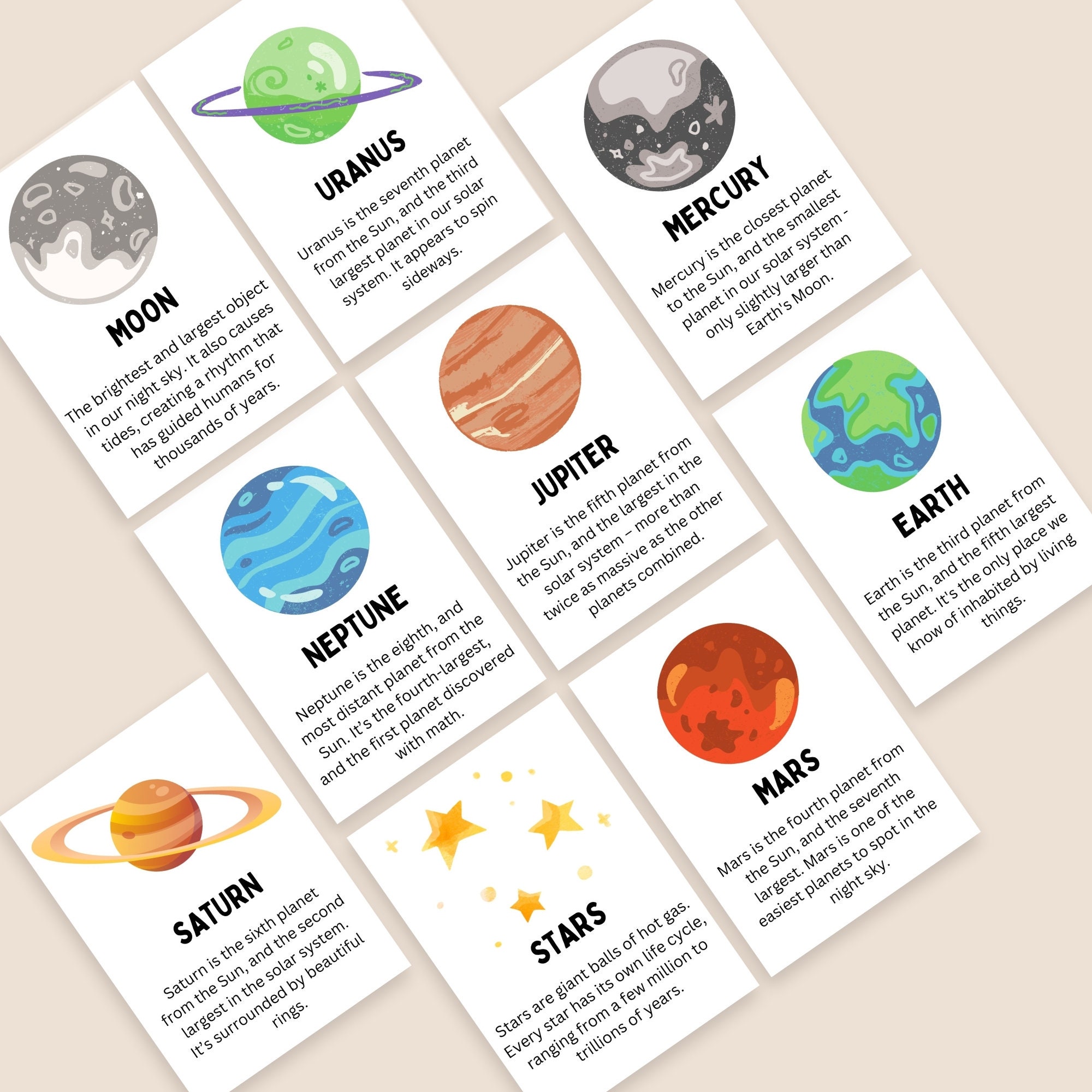 Planet Flashcards, Classroom Print, Educational Print, Montessori ...