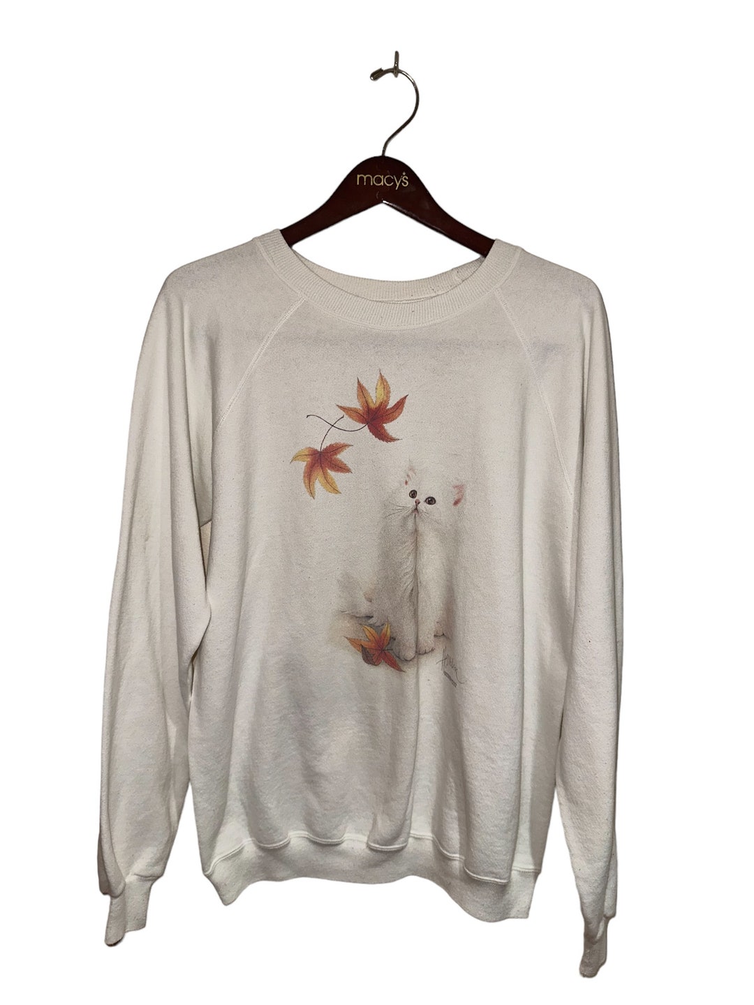 Kitty Cat 90s Vintage Crewneck Pullover Sweater Size:large - Etsy