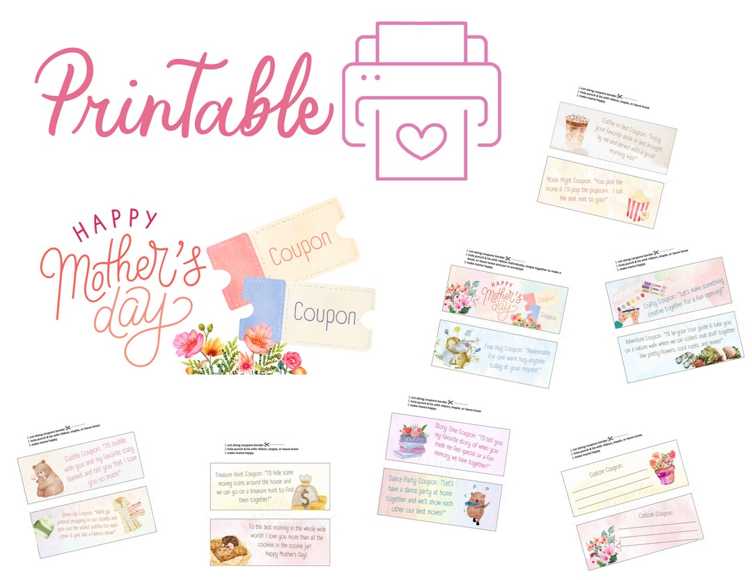 Mothers Day Printable Coupon and Gift Card Book From Kids - Etsy