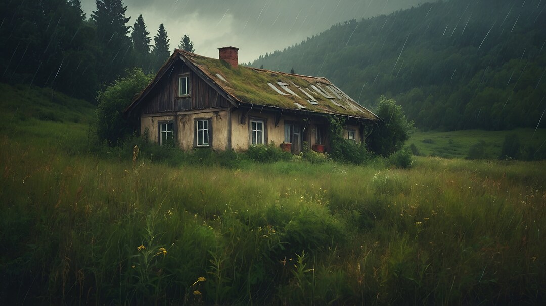 Rainy Overgrown Cabin - Etsy