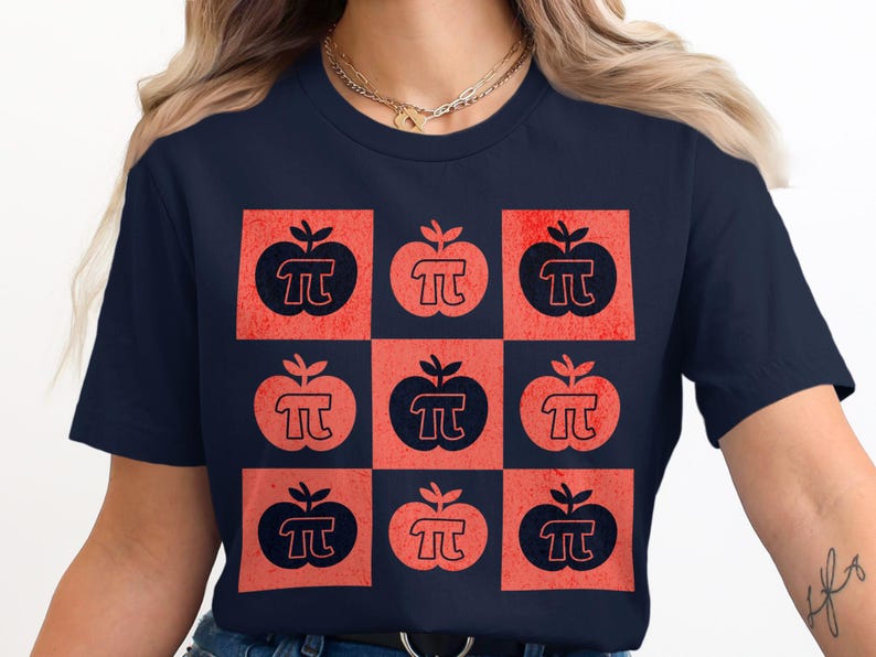 Checkered Pattern Pi Symbols Apple Design T-shirt, Funny Math and ...