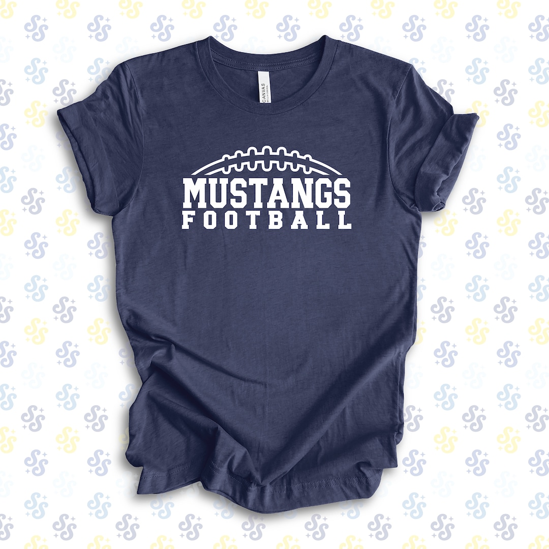 MUSTANGS FOOTBALL T-SHIRT Team Mascot Shirt Fan Tee School Spirit Shirt ...