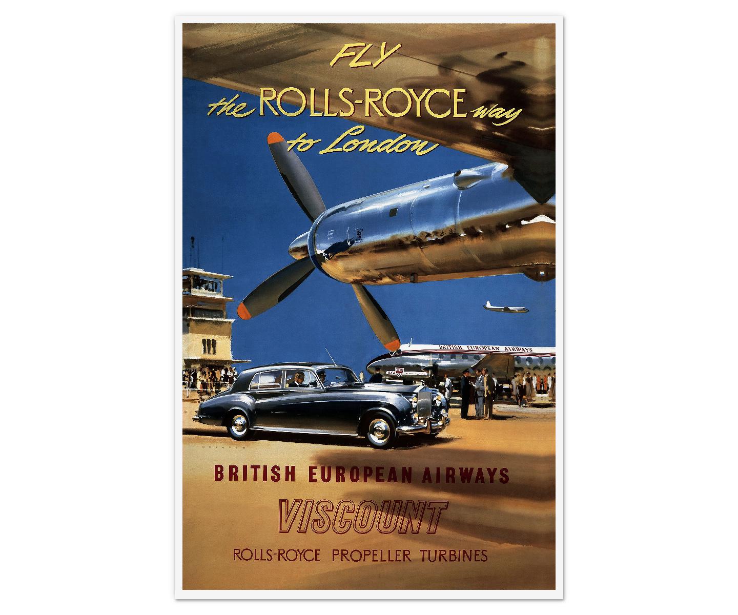 Poster Rolls-royce, 1954 | 22x33" Big Size | BEA, Retro English Wall ...