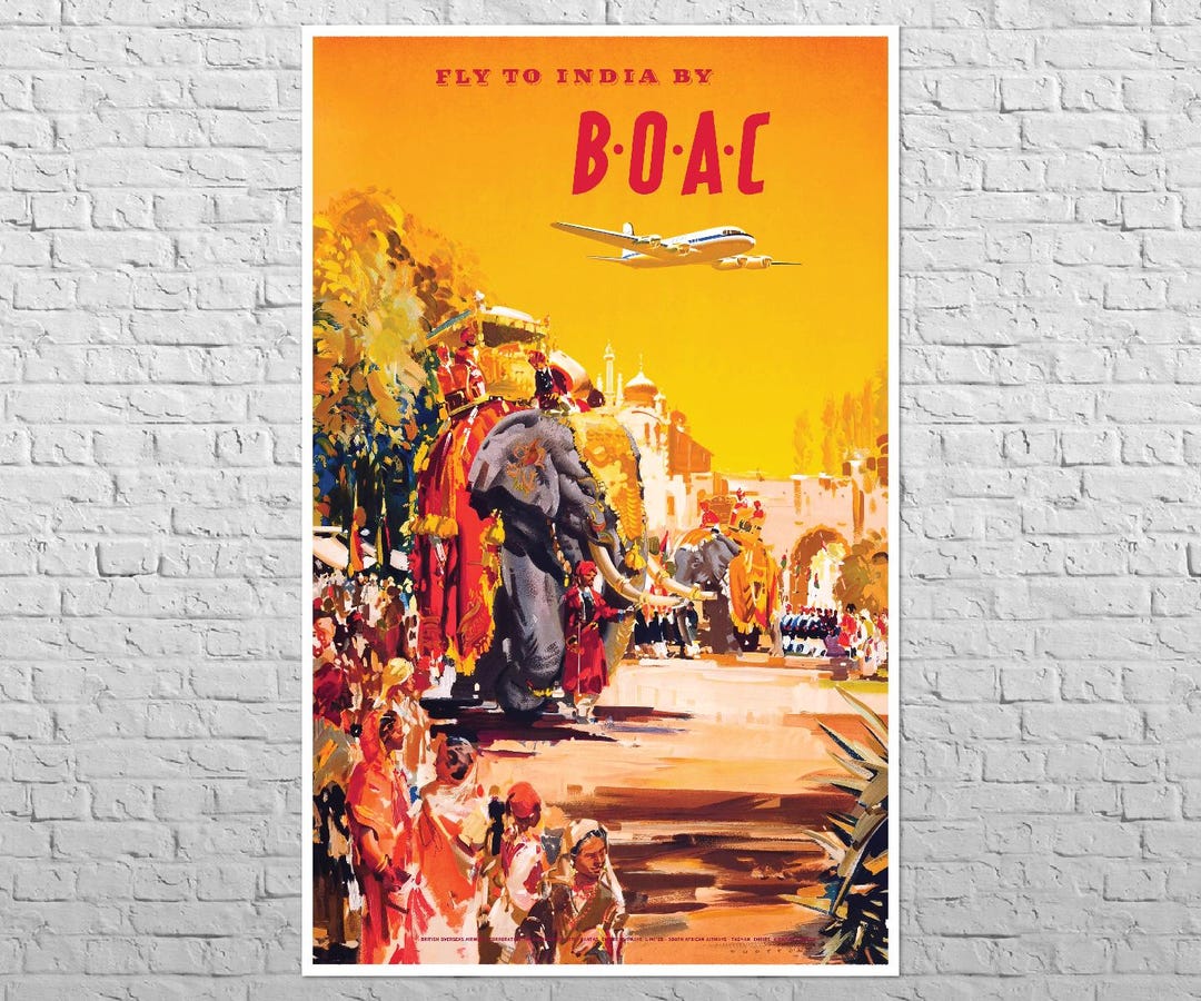 Poster BOAC Fly to India, 1952 | 21x34" Big Size A1 | Wall Decor ...