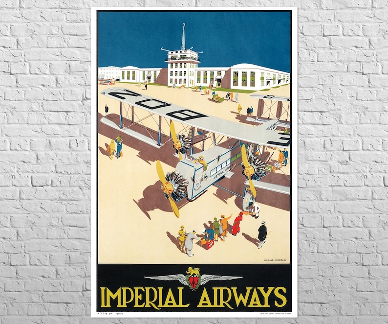Poster Imperial Airways, 1929 | 16x24" Size A2 | Retro Aviation , Wall ...