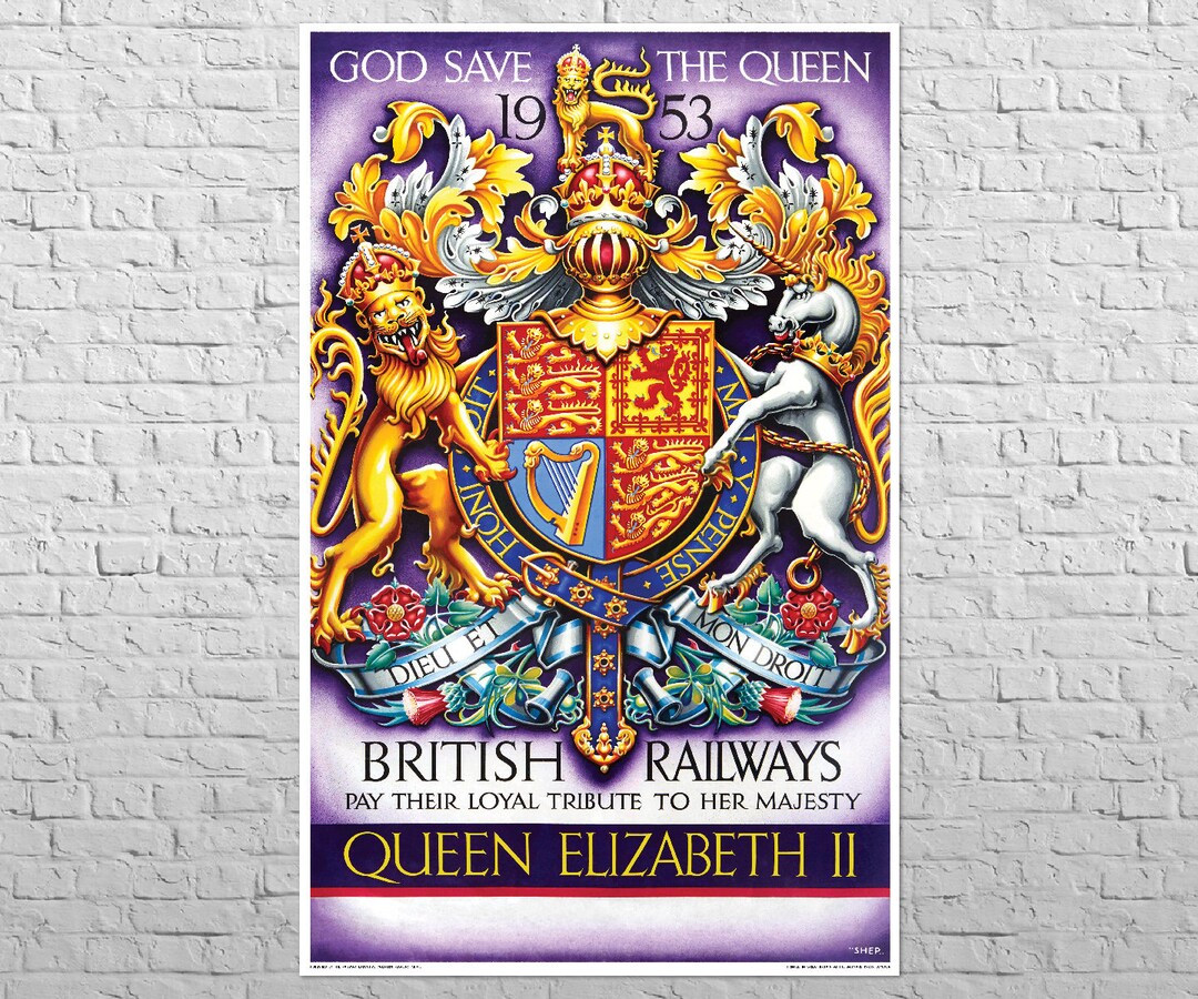 Poster Queen Elizabeth II, 1953 | 21x33" Big Size | Old England, Great ...