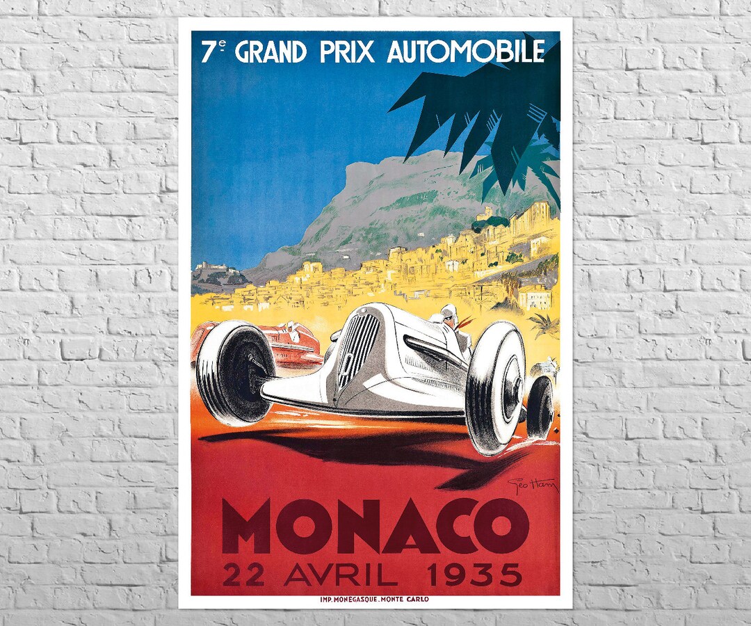 Poster Monaco, 1935 | 22x33" Big Size | Old Racing Car - Etsy