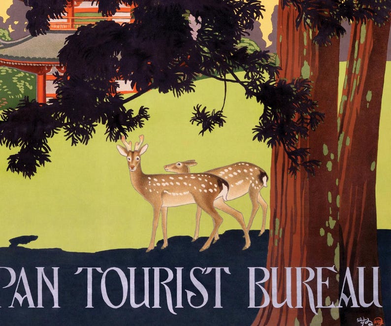 Poster Japan Tourist Bureau, 1920s | 22x33" Big Size | Nara - Etsy