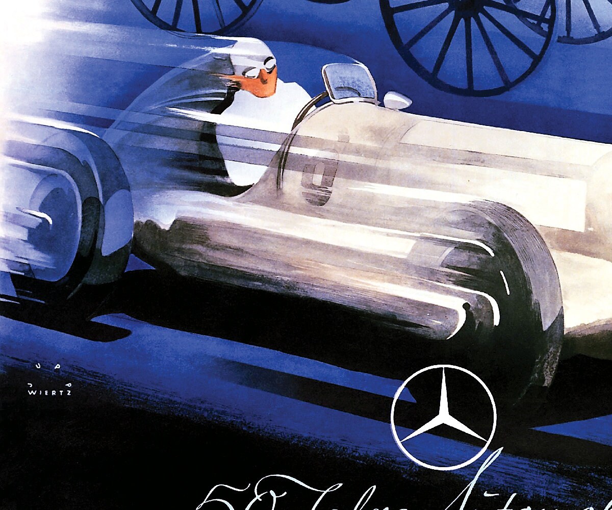 Poster 50th Anniversary of Mercedes-benz 1935 | A1 Big Size | Retro Car ...