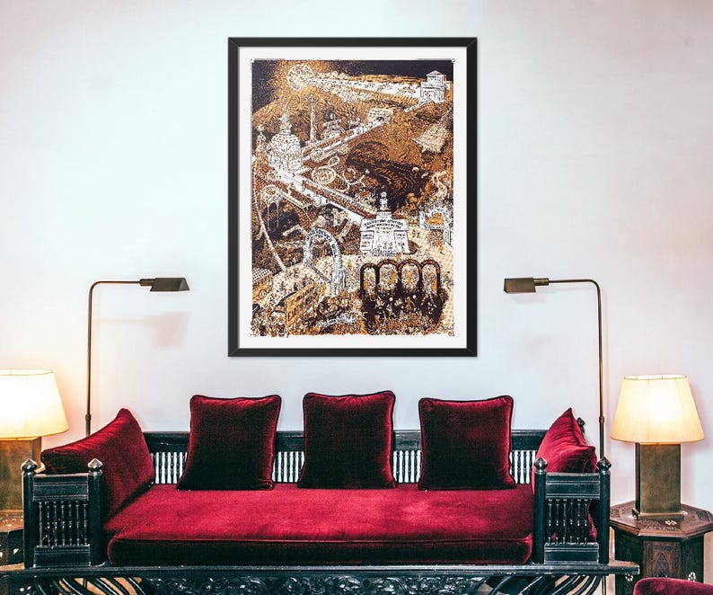 Map of Road to Heaven, 1932 | 30x39" Big Size | Vintage Wall Decor - Etsy