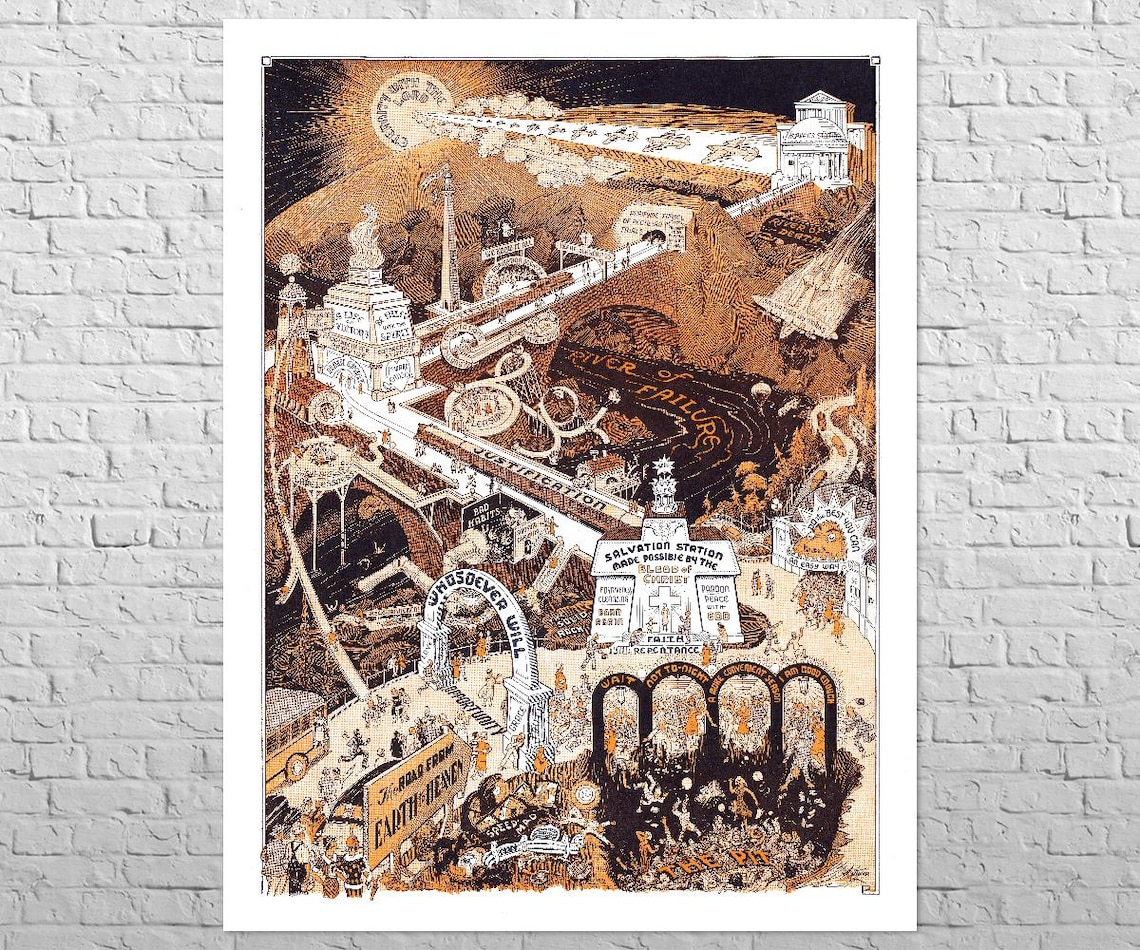 Map of Road to Heaven, 1932 | 30x39" Big Size | Vintage Wall Decor - Etsy