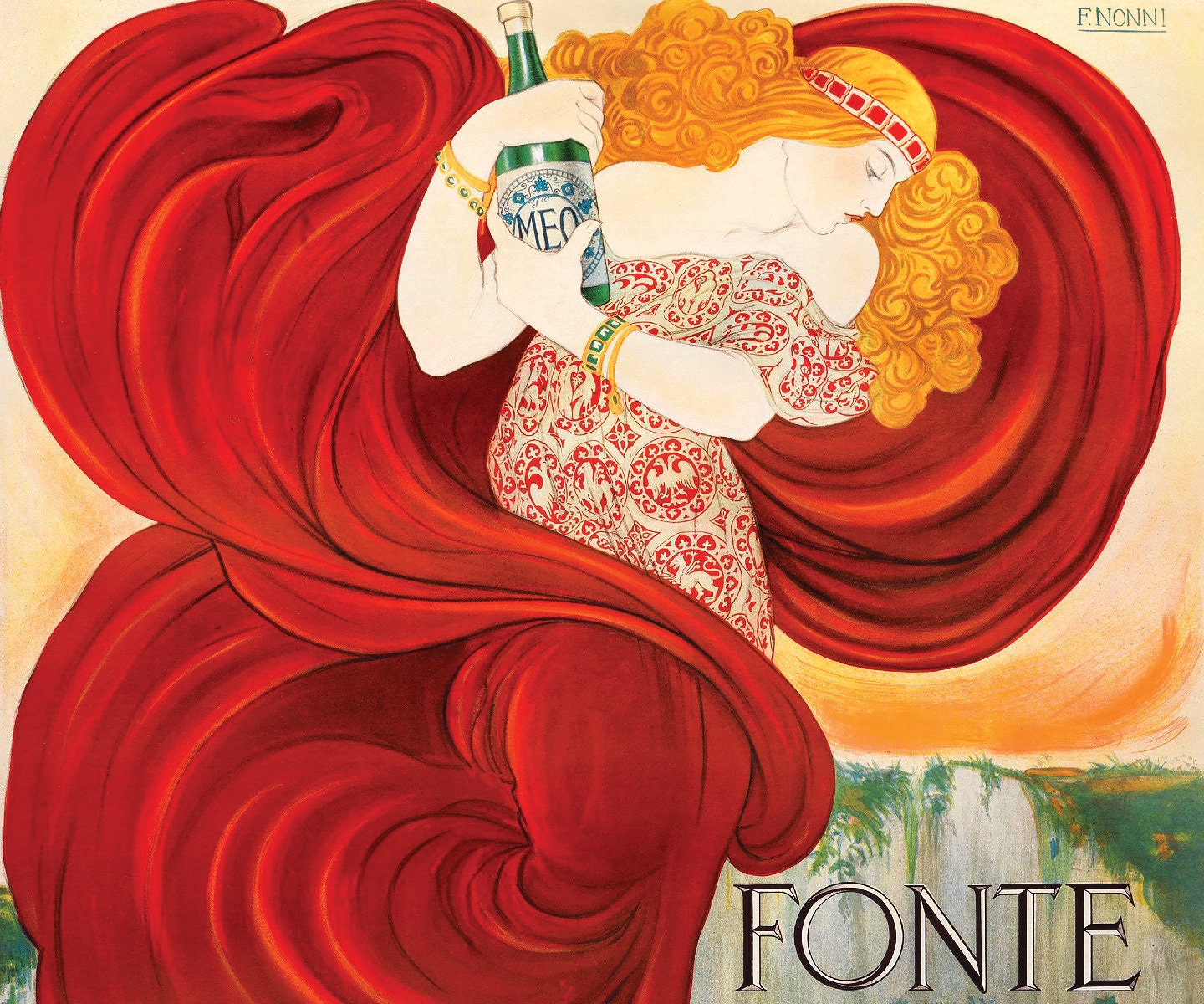 Plakat Fonte Meo, 1924 | Großes Format A1 | Italienisches Mineralwasser ...