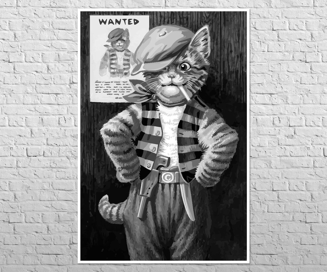 Poster Bandit Cat | 16x24" Size A2 | Cartoon Gangster | Man's Room Wall ...