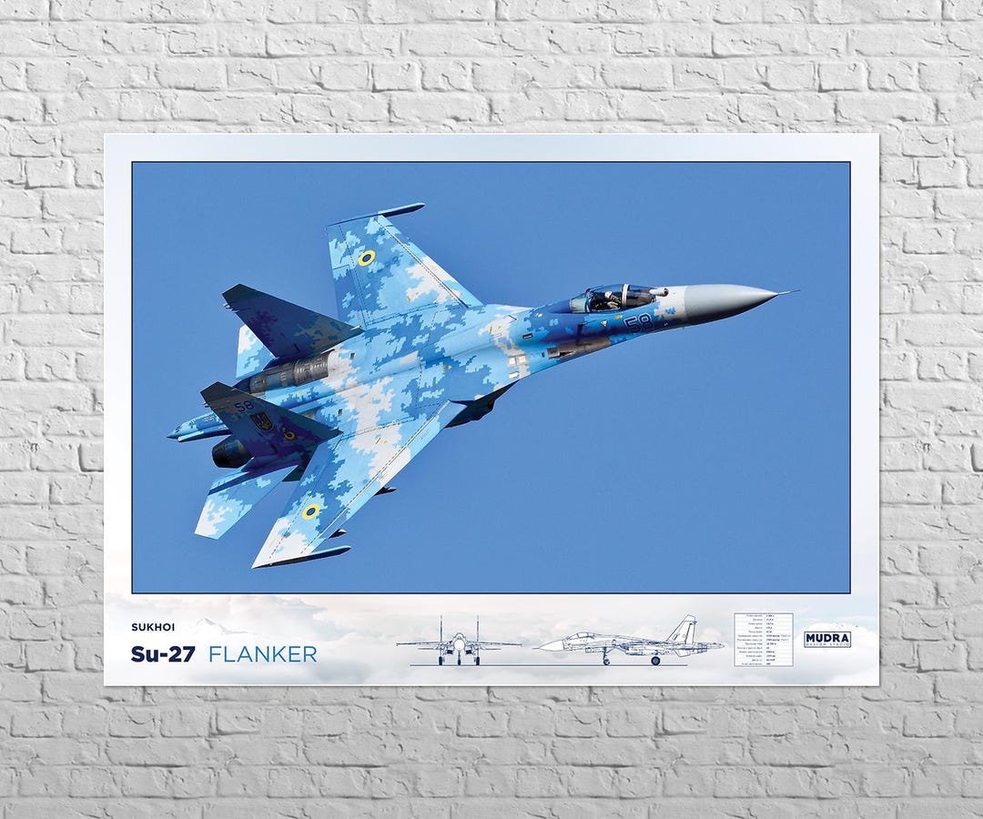 Poster Su-27, Flanker | 33x24" Big Size A1 | Ukraine Fighter Aircraft ...