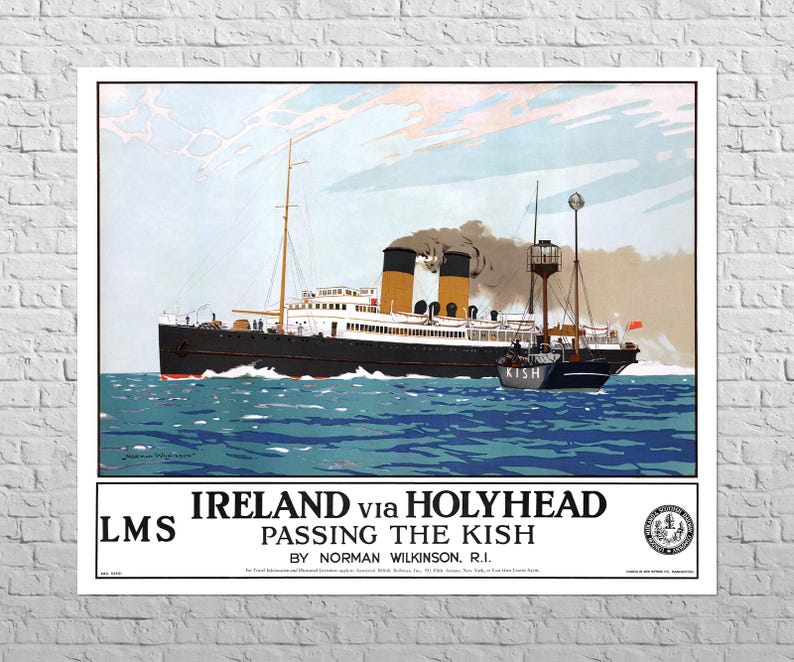 Poster LMS Ireland via Holyhead, 1930s | 34x28" Big Size | Retro Wall ...