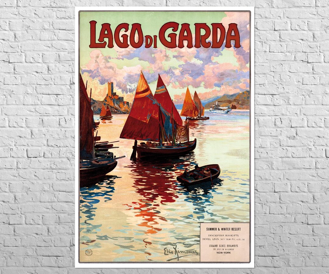 Poster Lago Di Garda, 1905 | 23x34" A1 Big Size | Italy Lake | Wall ...