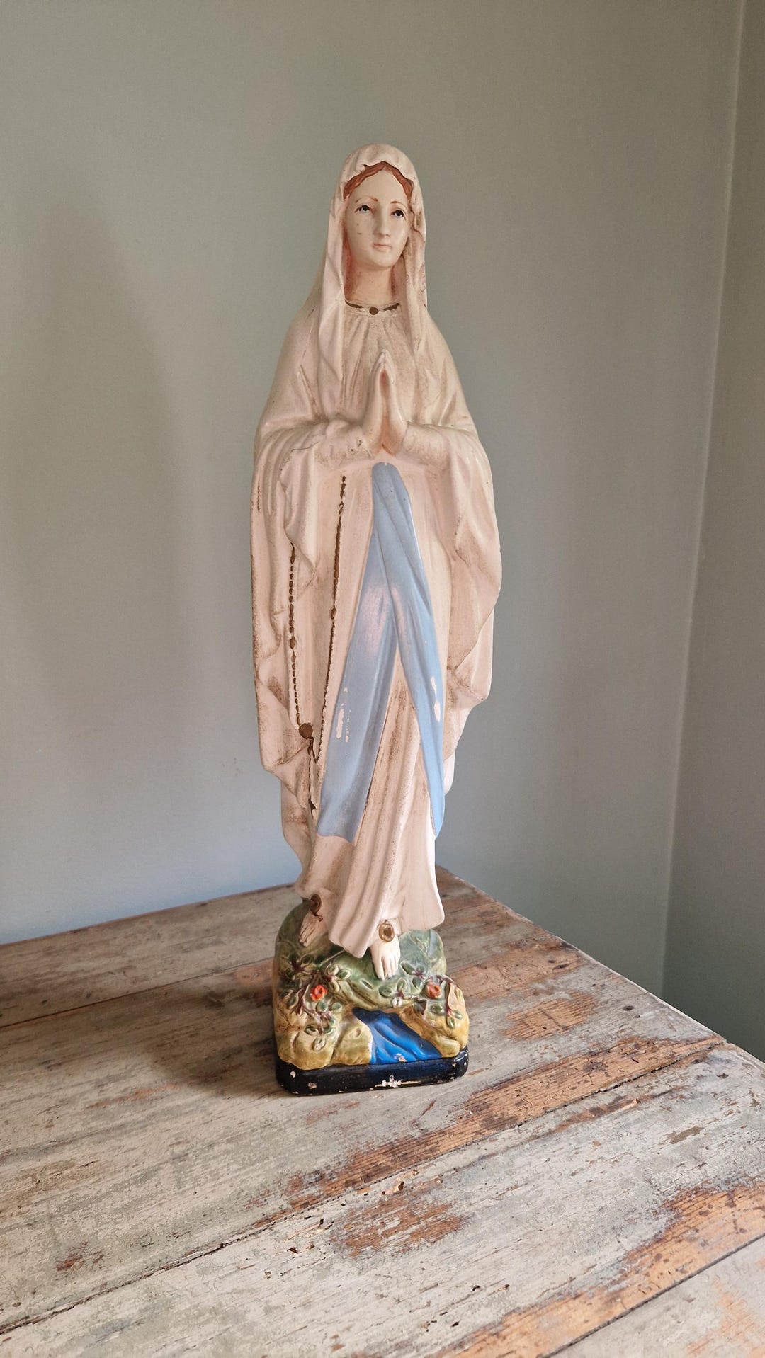 Vintage French Chalk Virgin Mary Figurine. - Etsy