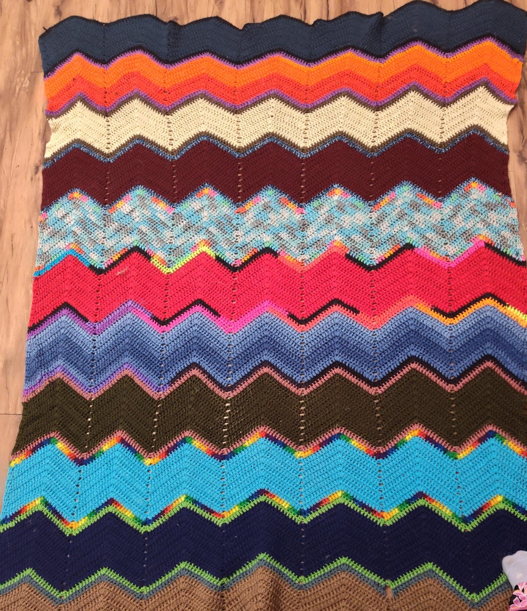 Crochet Chevron Blanket, Crochet Afghan, Daybed Throw, Afghan, Bedding ...