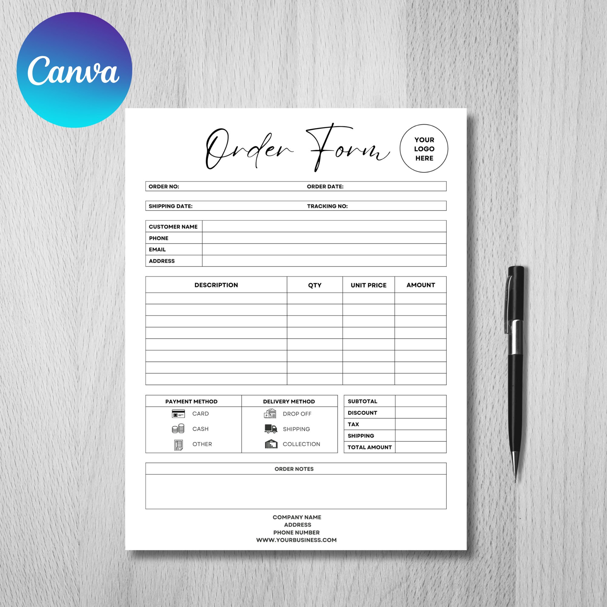 Customizable Order Form Template Perfect Solution for Small Businesses ...