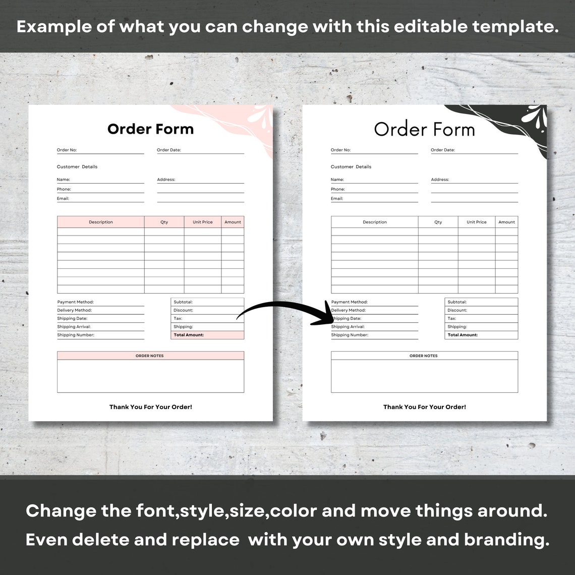 Editable Craft Business Order Form, Canva Template Design, Custom Craft ...