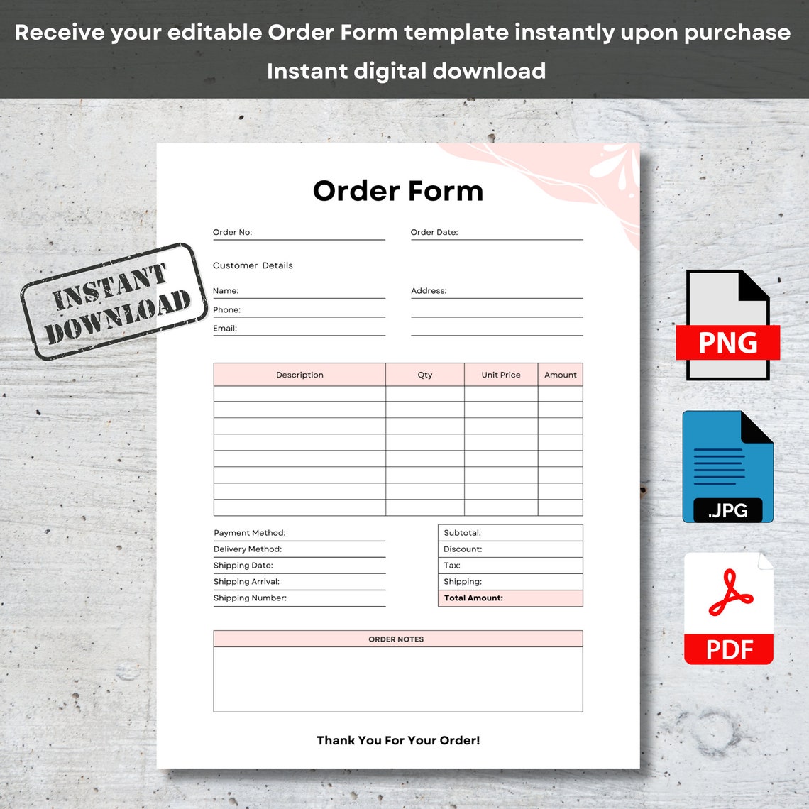 Editable Craft Business Order Form, Canva Template Design, Custom Craft ...