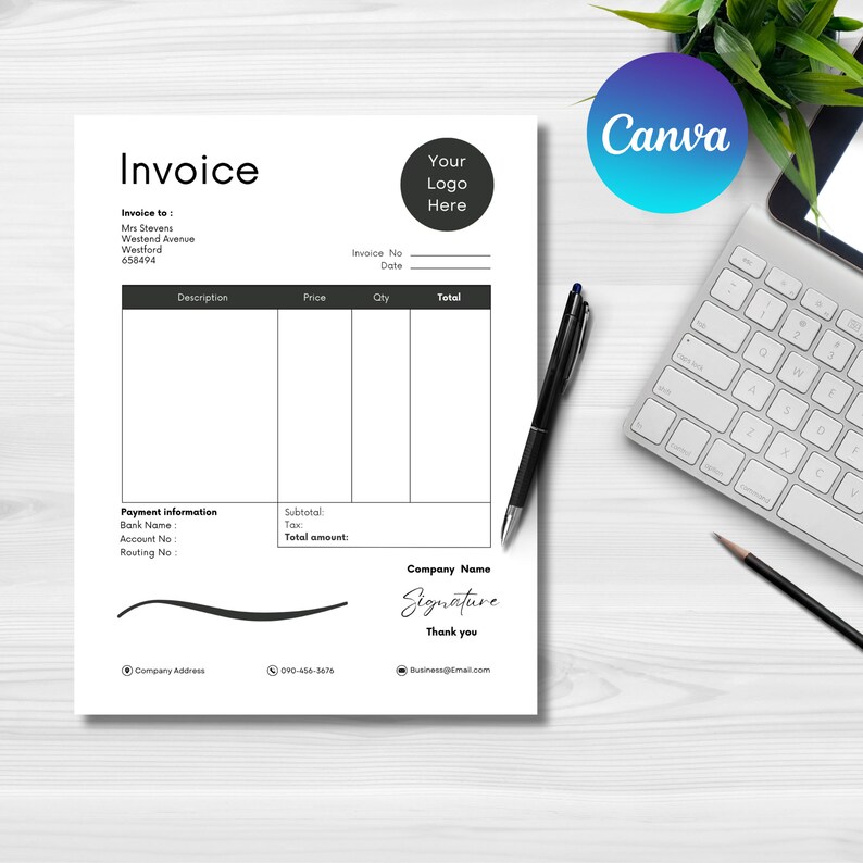 Invoice Template Small Business Order Forms Printable Invoice Receipt Template. - Etsy