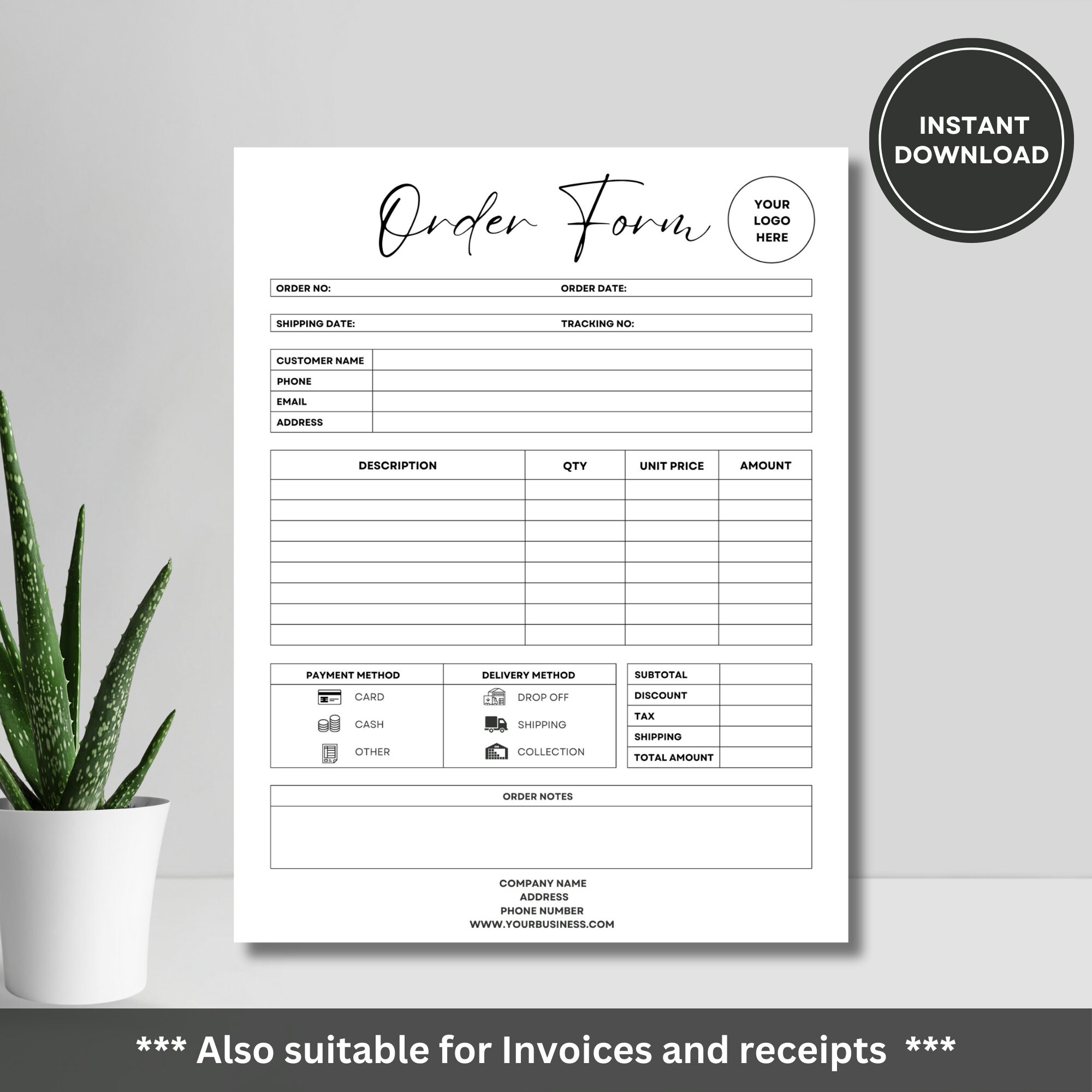 Customizable Order Form Template Perfect Solution for Small Businesses ...