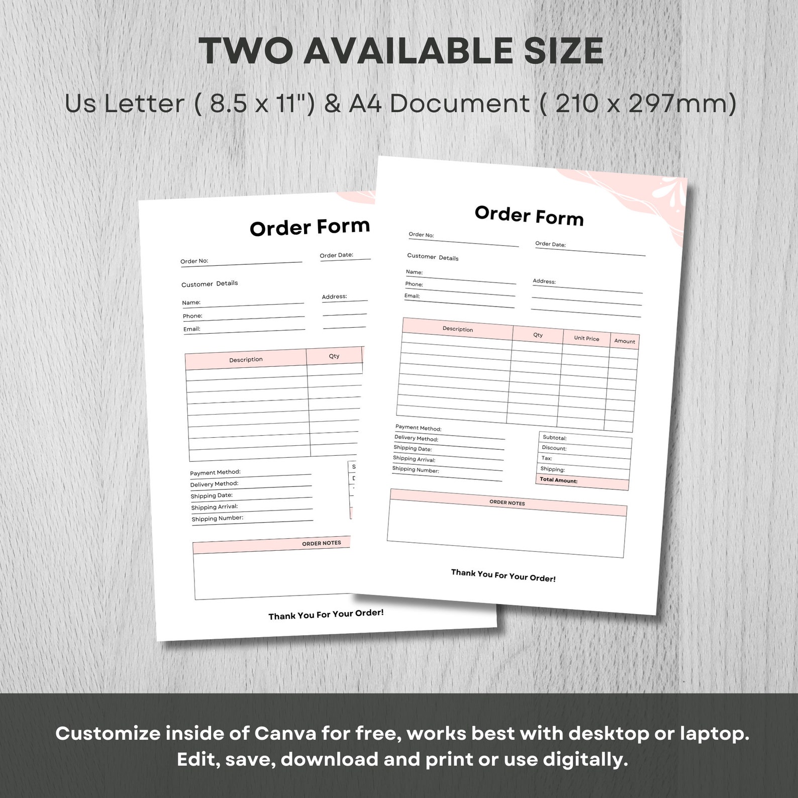 Editable Craft Business Order Form, Canva Template Design, Custom Craft ...