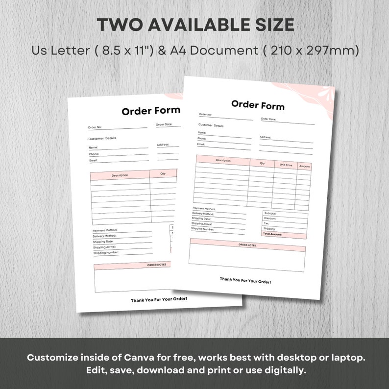 Editable Craft Business Order Form, Canva Template Design, Custom Craft ...