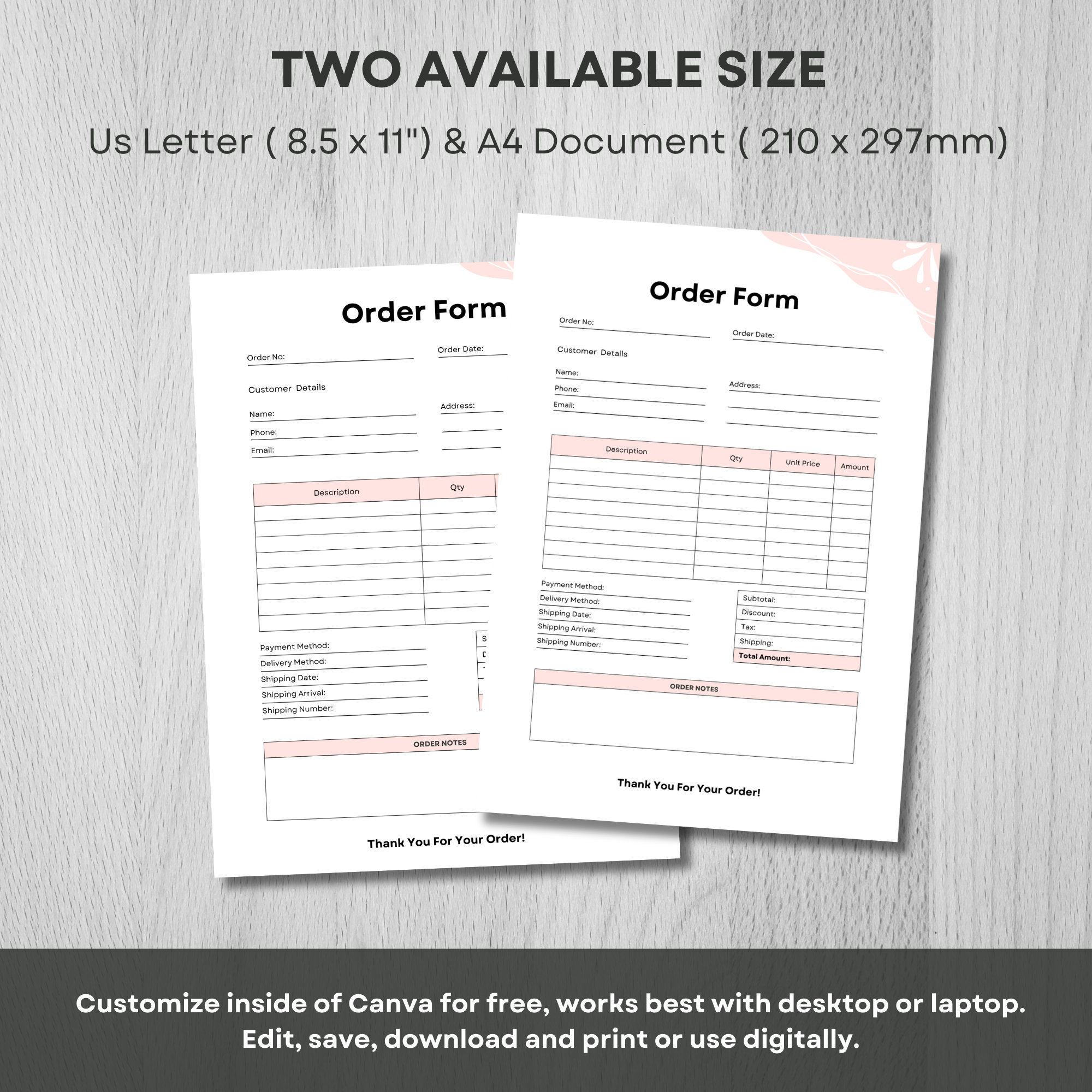 Editable Craft Business Order Form, Canva Template Design, Custom Craft ...