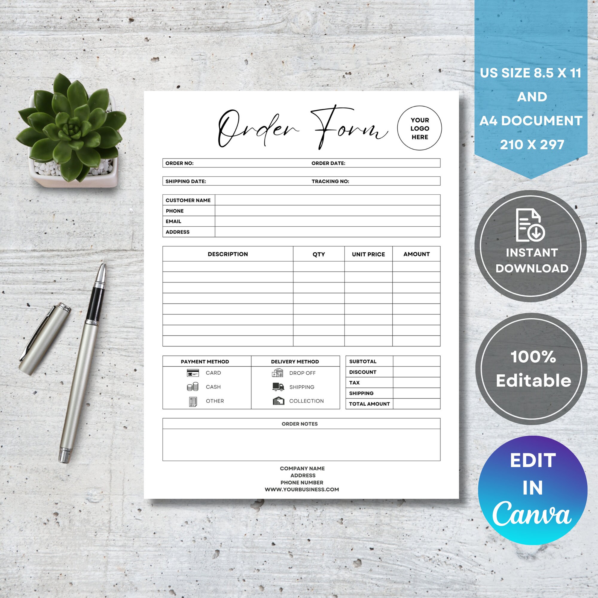 Customizable Order Form Template Perfect Solution for Small Businesses ...