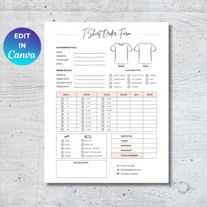 Custom T-shirt Order Form Template | Simplify Your Small Business With ...