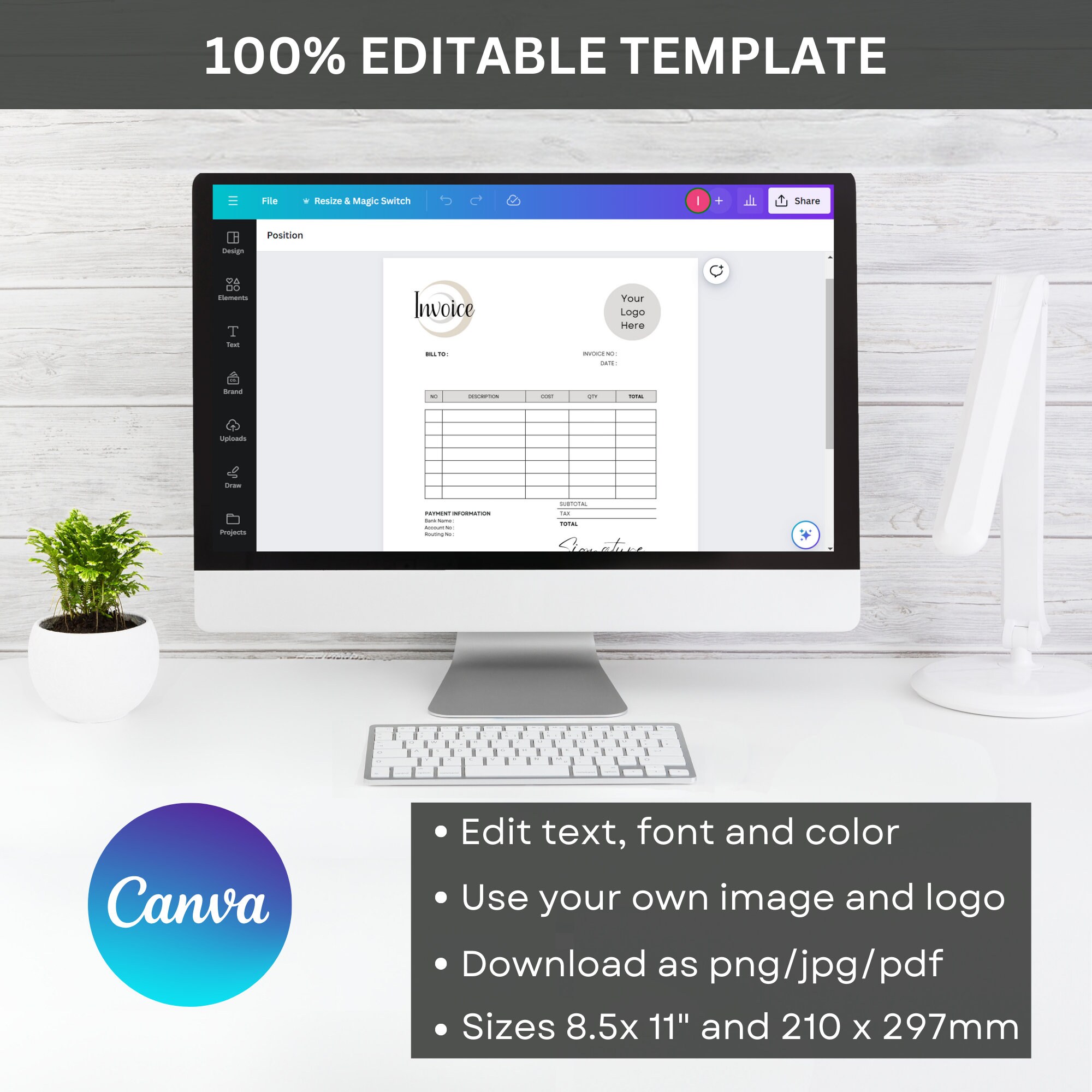 Editable Small Business Invoice Template: Modern, Customizable Order ...