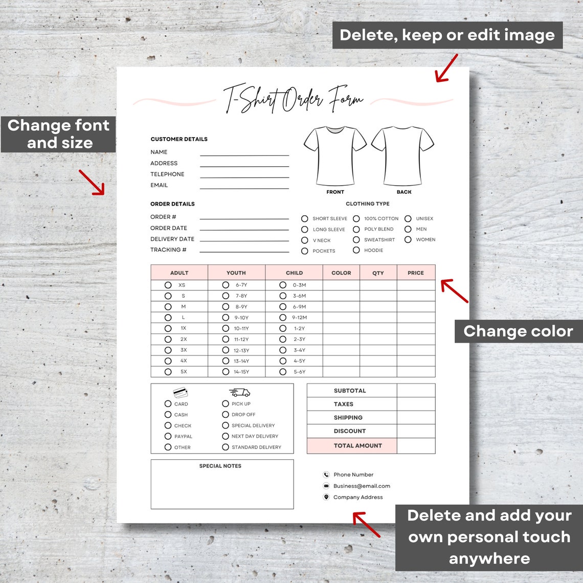 Custom T-shirt Order Form Template Simplify Your Small Business With ...
