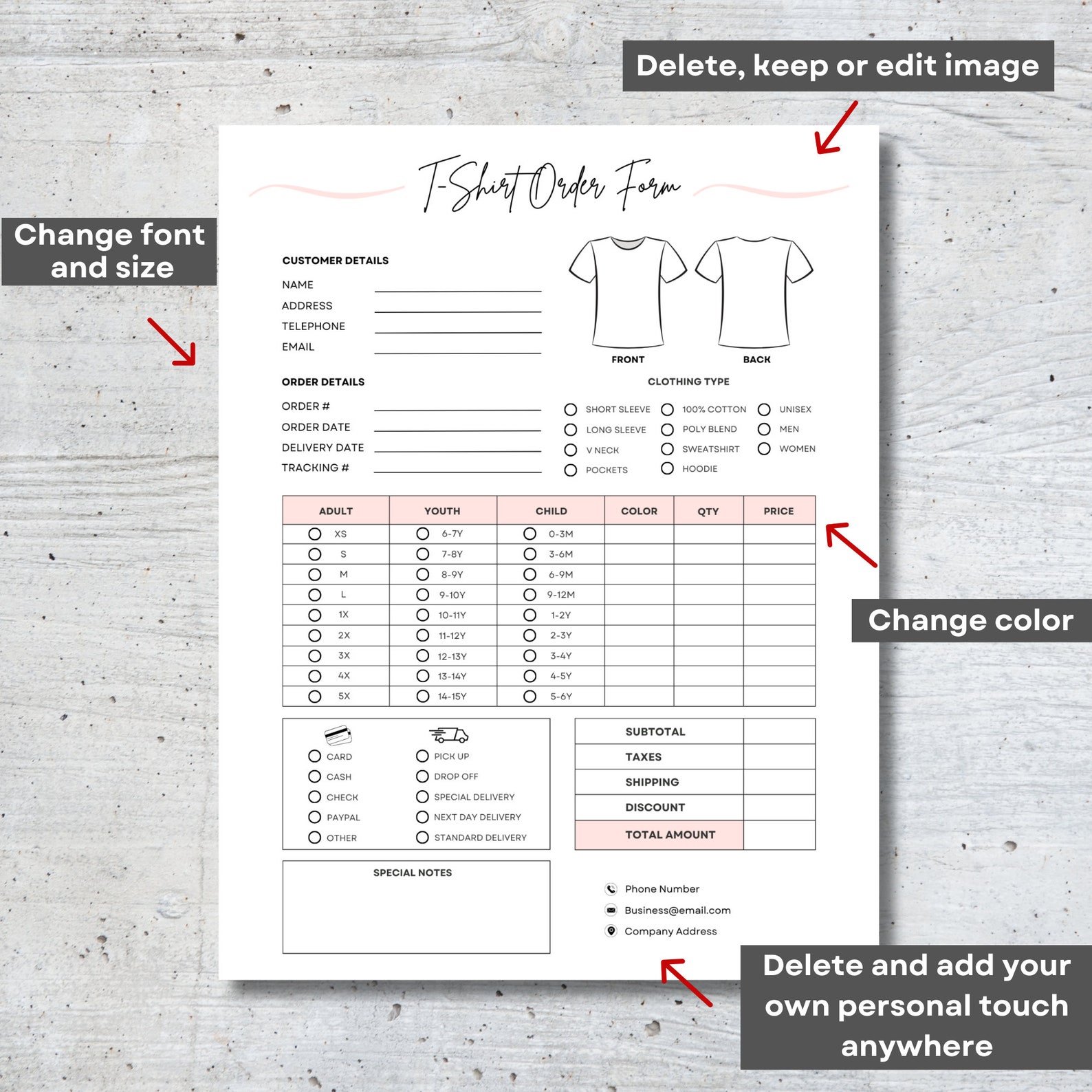 Custom T-shirt Order Form Template | Simplify Your Small Business With ...