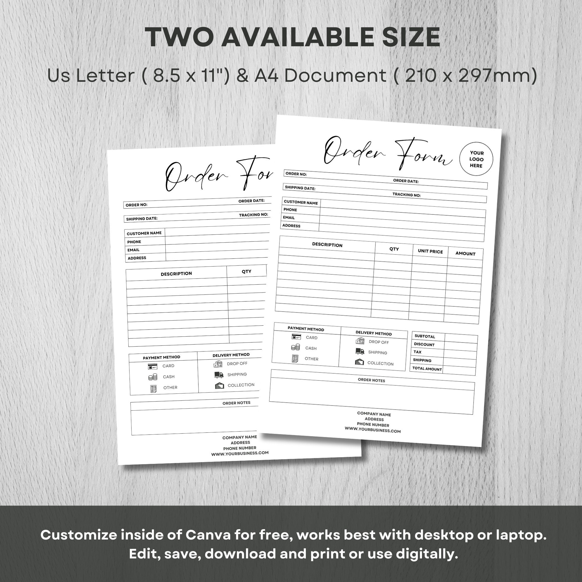Customizable Order Form Template Perfect Solution for Small Businesses ...