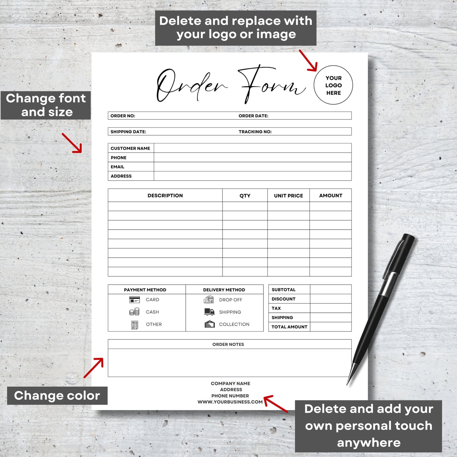Customizable Order Form Template Perfect Solution for Small Businesses ...