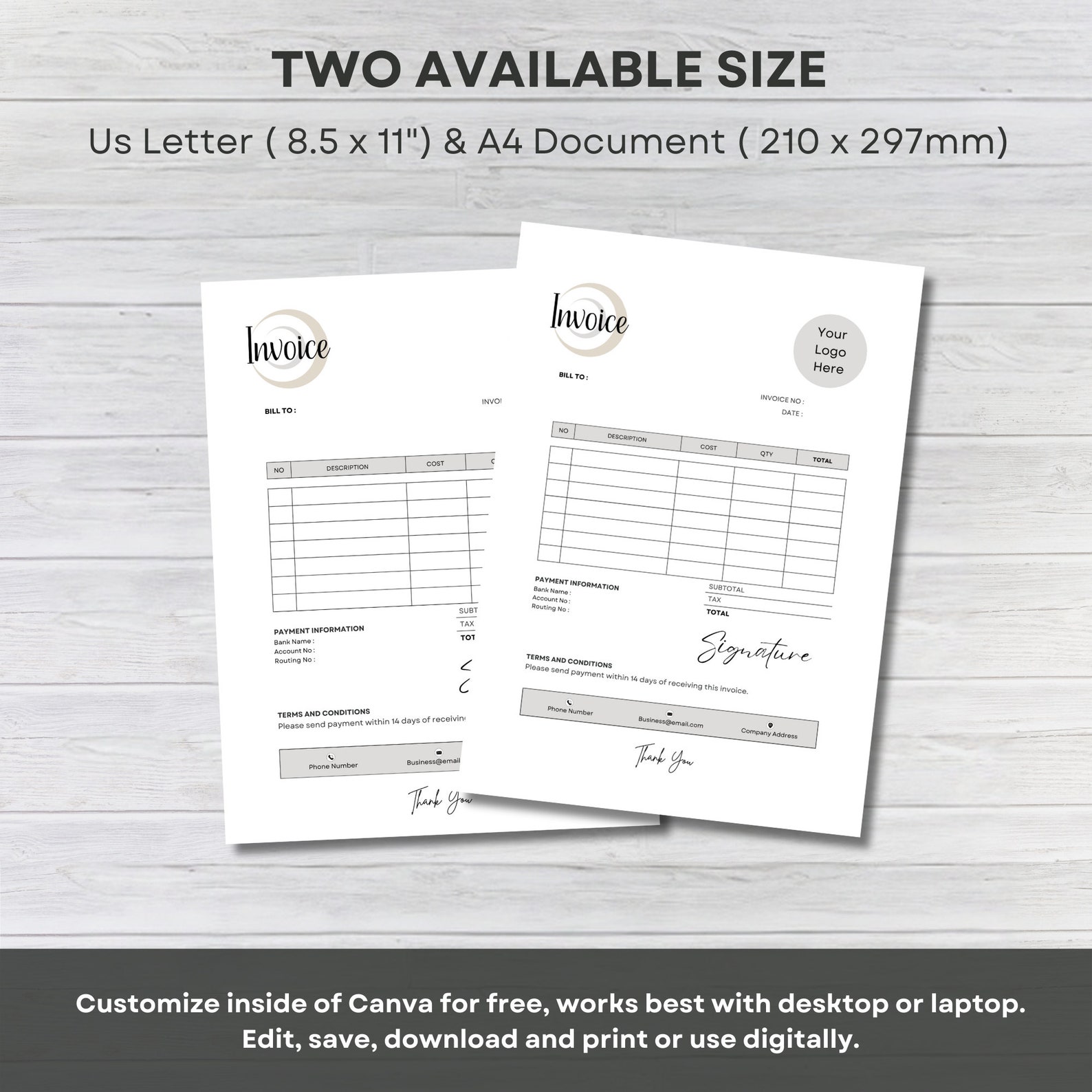 Editable Small Business Invoice Template: Modern, Customizable Order ...