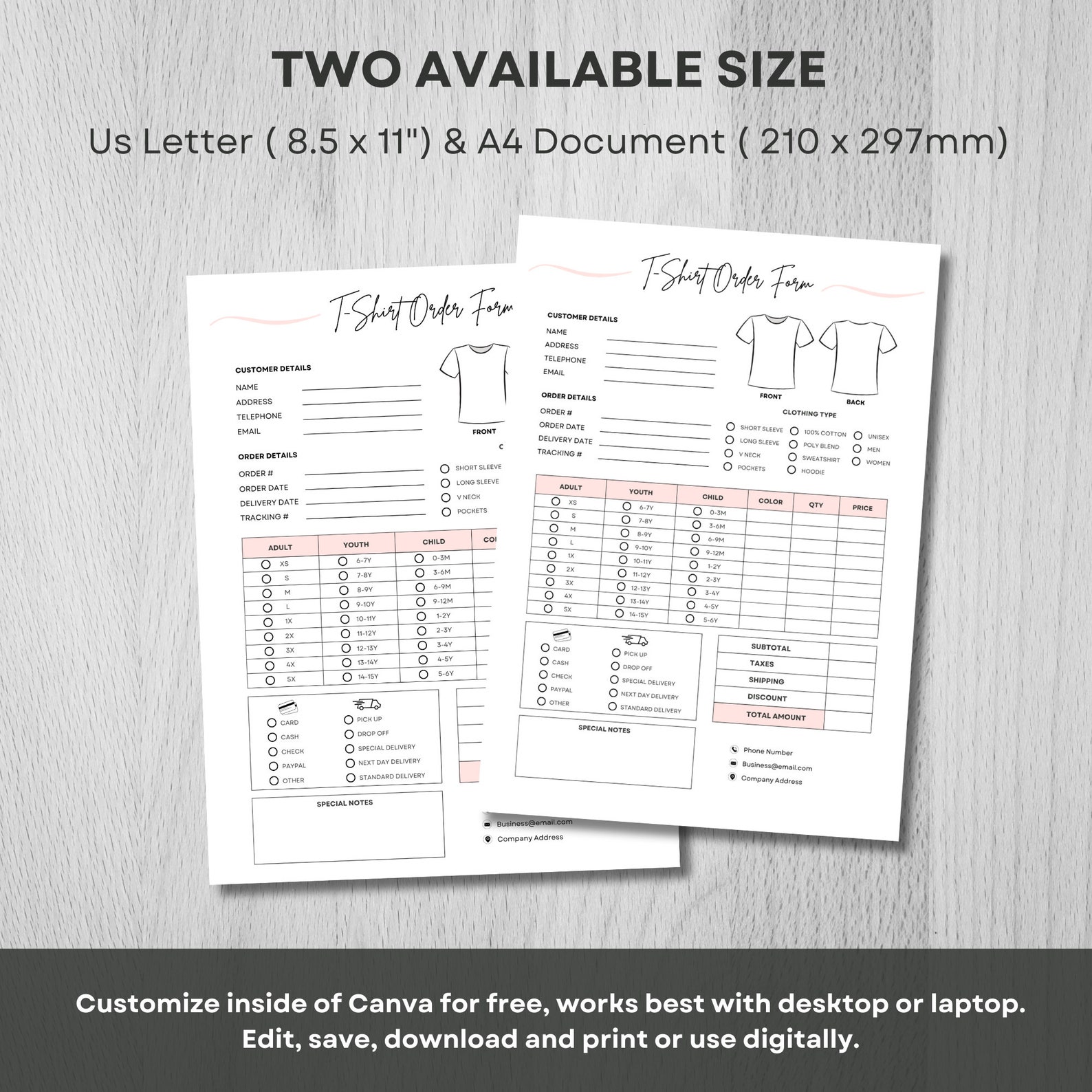 Custom T-shirt Order Form Template | Simplify Your Small Business With ...