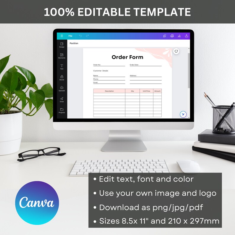 Editable Craft Business Order Form, Canva Template Design, Custom Craft ...