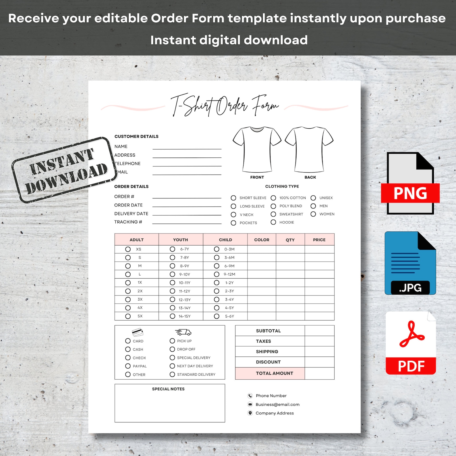 Custom T-shirt Order Form Template | Simplify Your Small Business With ...