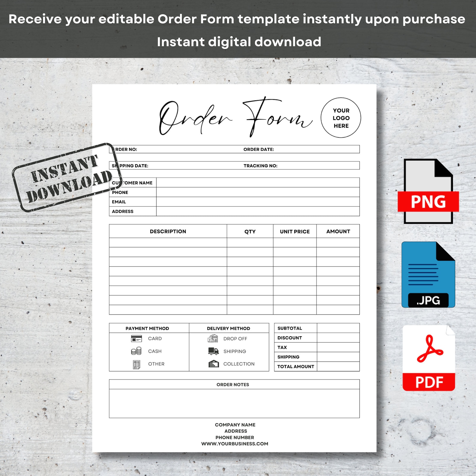 Customizable Order Form Template Perfect Solution for Small Businesses ...