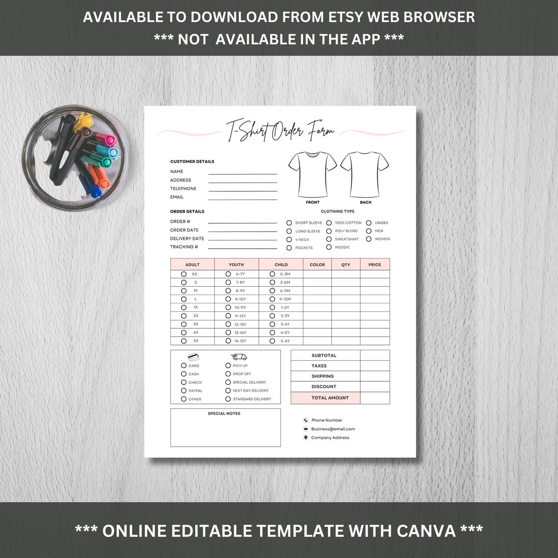 Custom T-shirt Order Form Template Simplify Your Small Business With ...