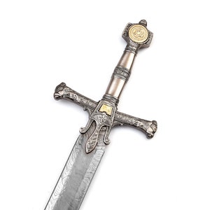 Hand Forged Damascus Steel King Solomon Sword: Medieval Crusader Knight ...