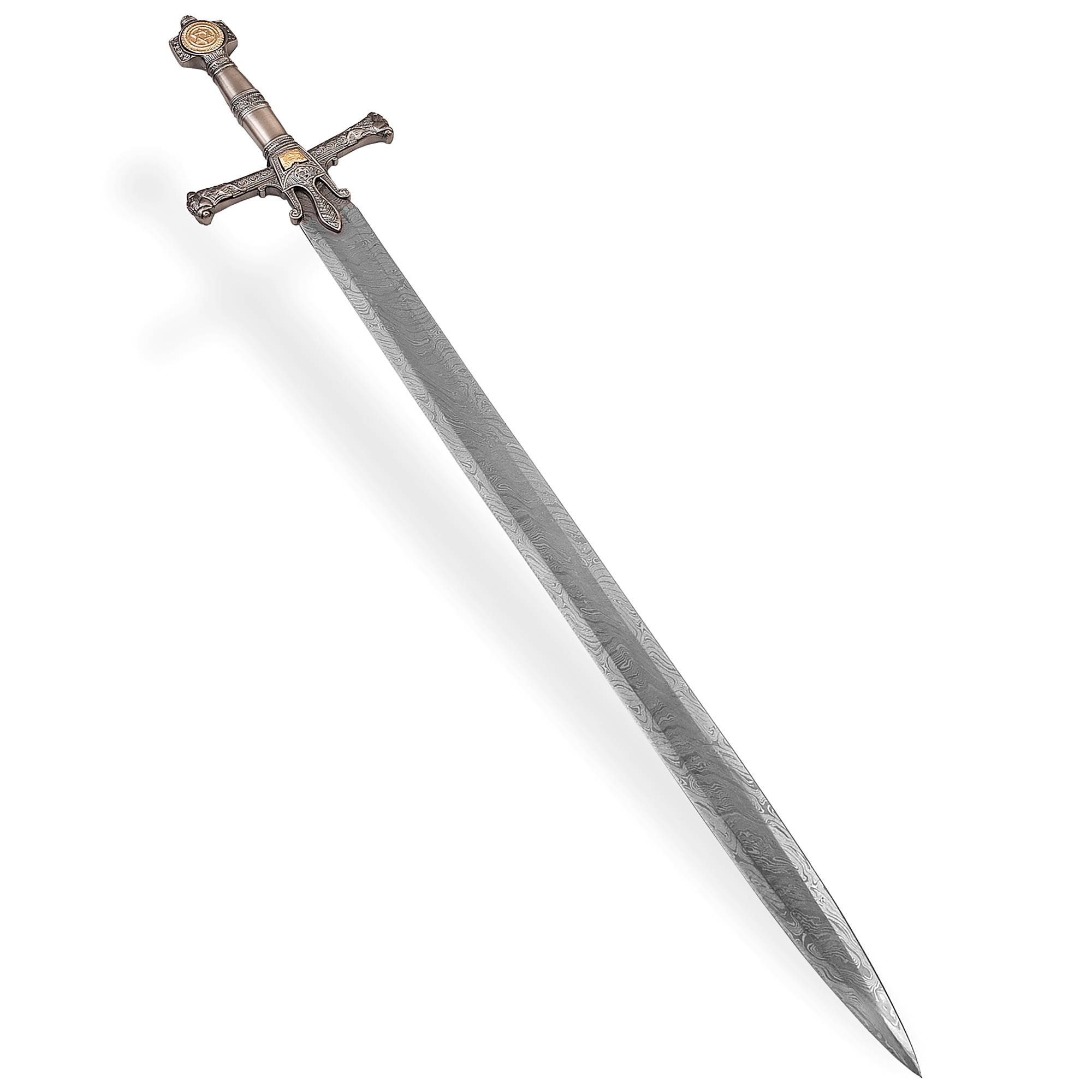 Hand Forged Damascus Steel King Solomon Crusader Sword With Sheath ...