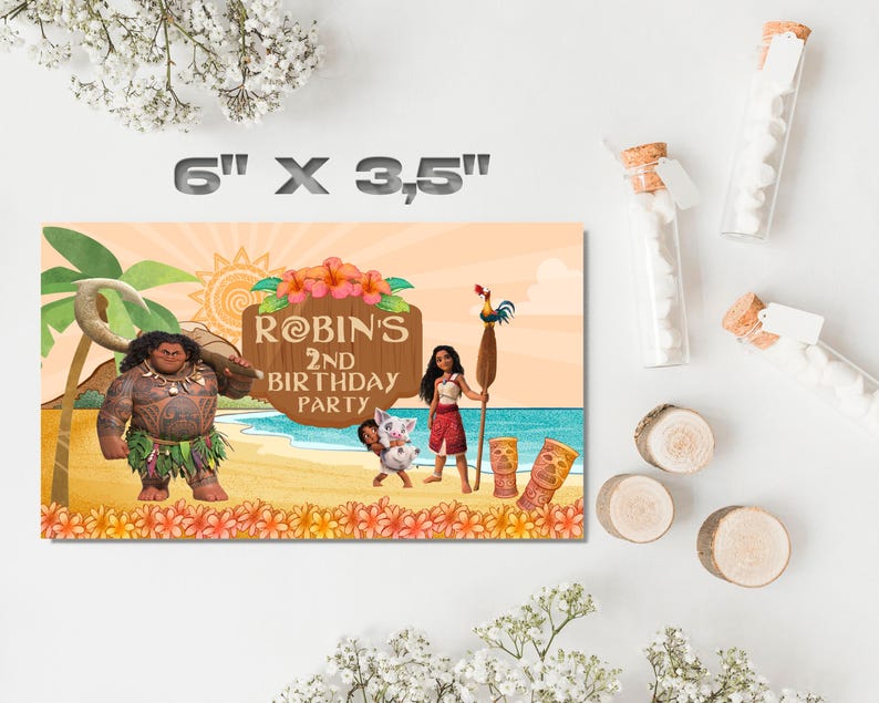 Moana Editable Gable Box Label, Moana Birthday Design, Disney Editable ...