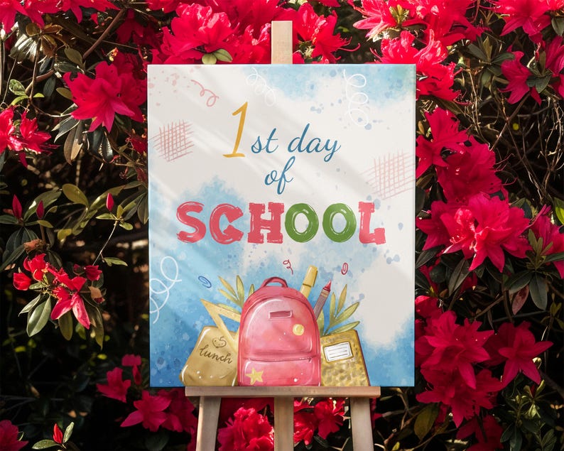Printable First Day of School Welcome Sign, Editable Digital School ...