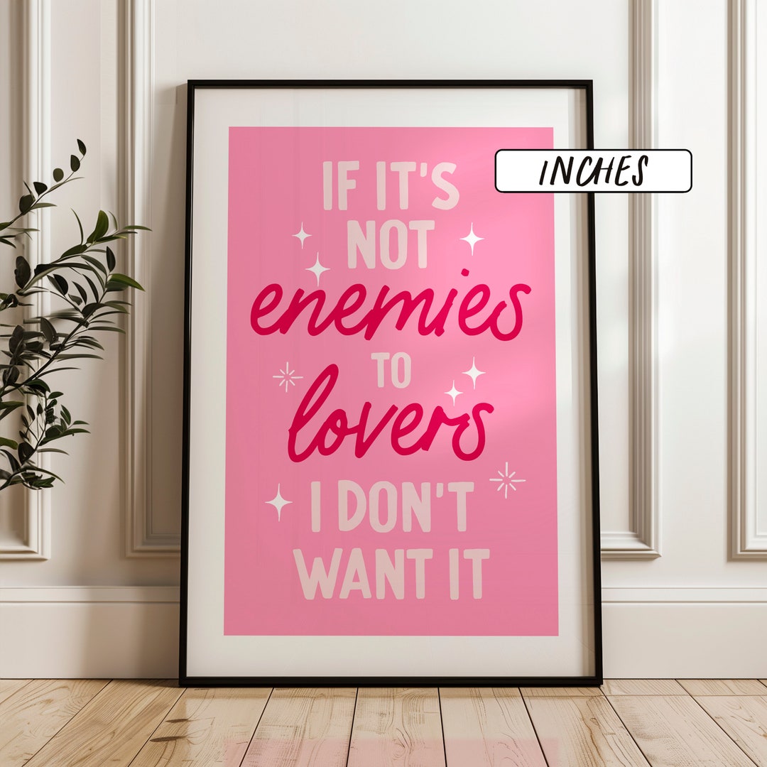Enemies to Lovers | Pink Wall Art | Bookish Poster | Reader Wall Decor ...