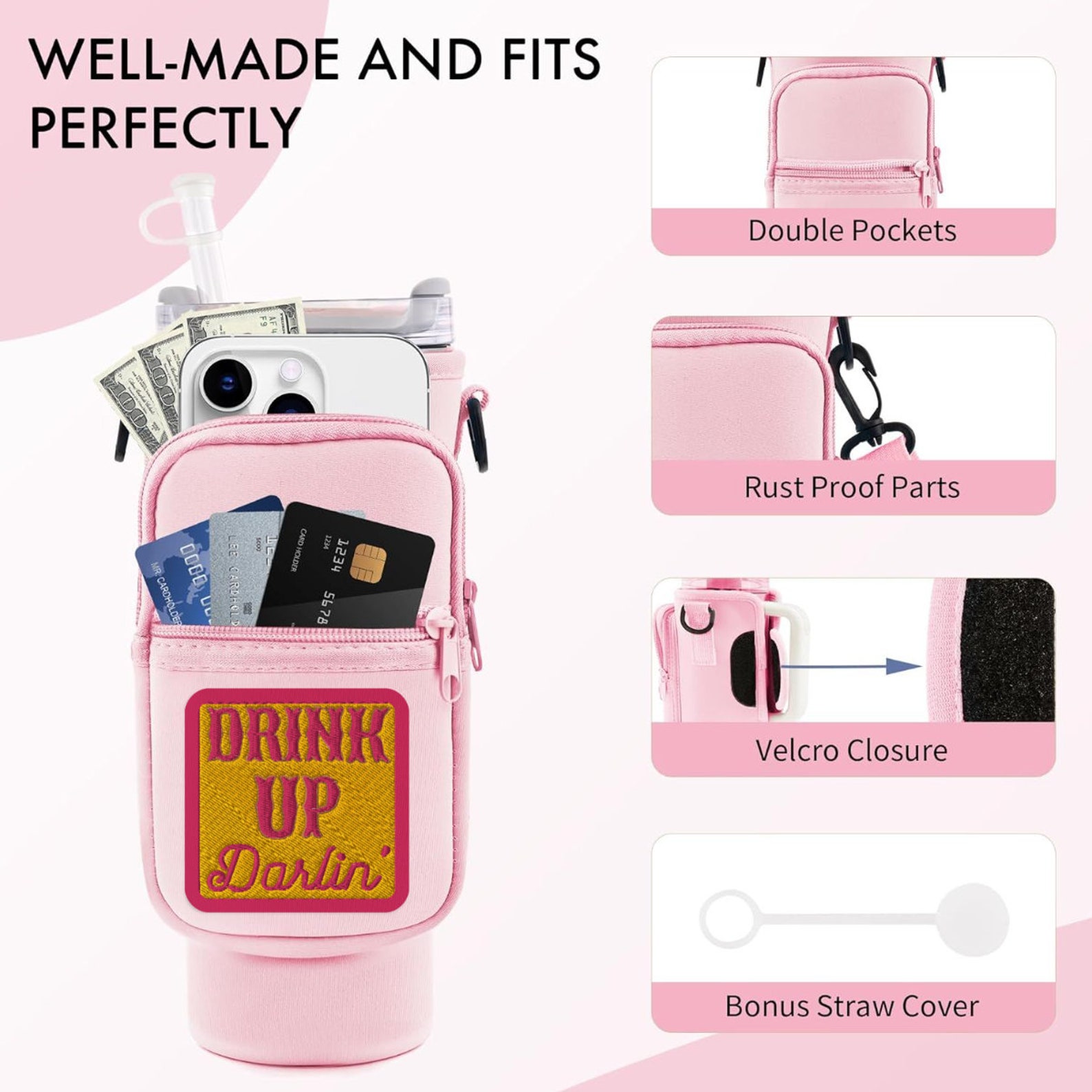 Embroidered Patch Stanley Cup Accessory for Stanley Carrier With Phone ...